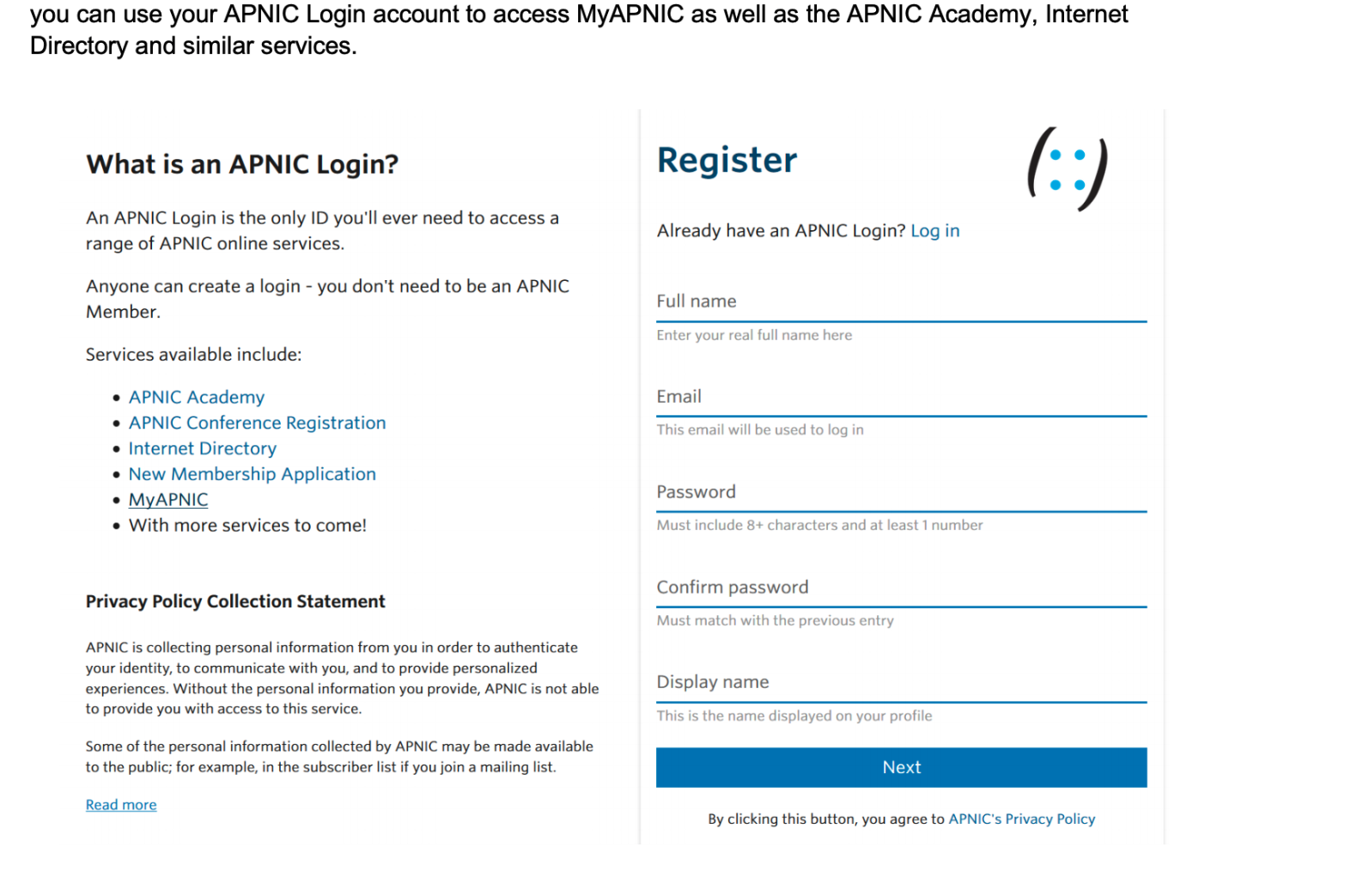 APNIC Login