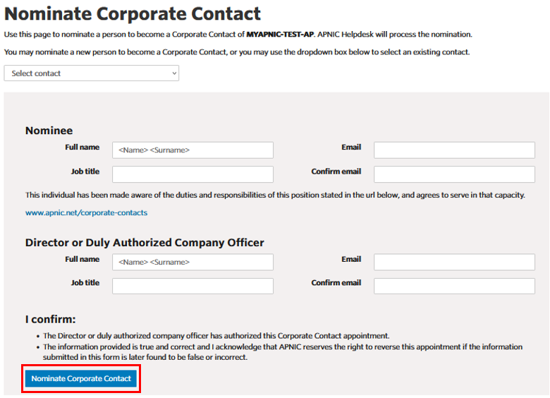 Manage APNIC account contacts