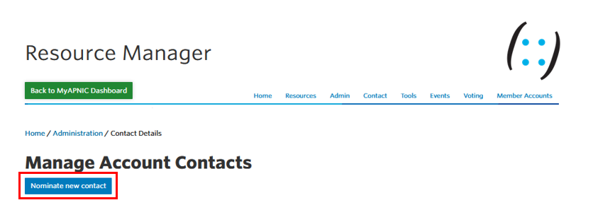 Manage APNIC account contacts
