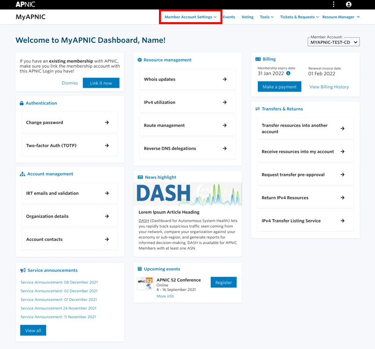 Manage APNIC account contacts