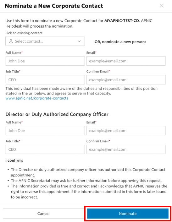 Manage APNIC account contacts