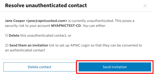Manage APNIC account contacts