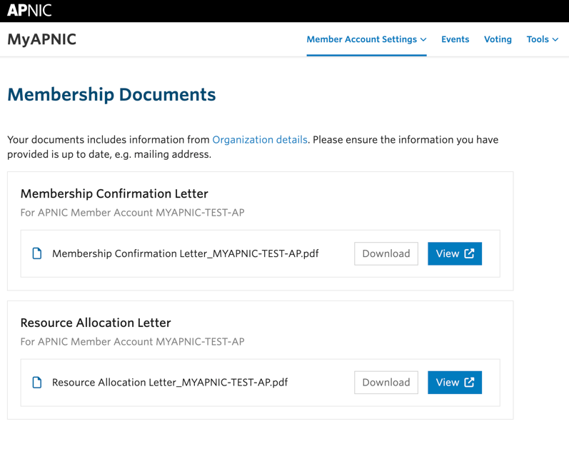 Download the APNIC Membership Confirmation Letter and/or the Resource ...